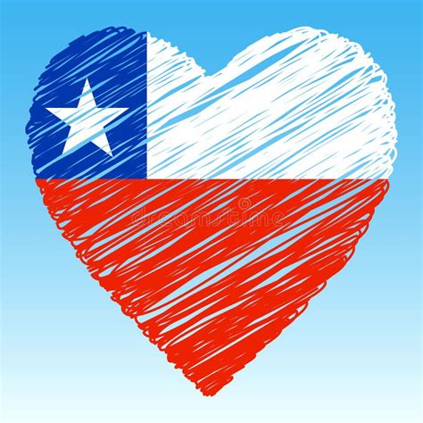 Chile Flag Heart Shape Grunge Style Stock Vector Illustration Of