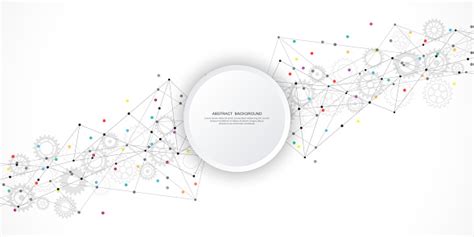 점과 선을 연결하는 추상적 인 배경과 기하학적 패턴 네트워킹 개념 인터넷 연결 및 글로벌 통신 가리키기에 대한 스톡 벡터 아트