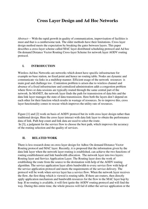 Pdf Cross Layer Design And Ad Hoc Networks