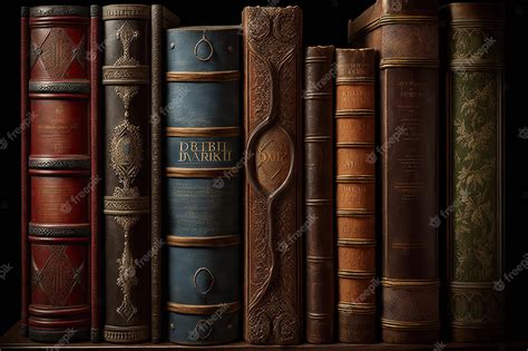 Premium Ai Image Classic Bookshelf Filled With Leatherbound Classics