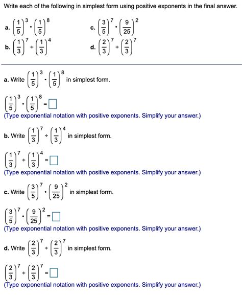 solved write each of the following in simplest form using