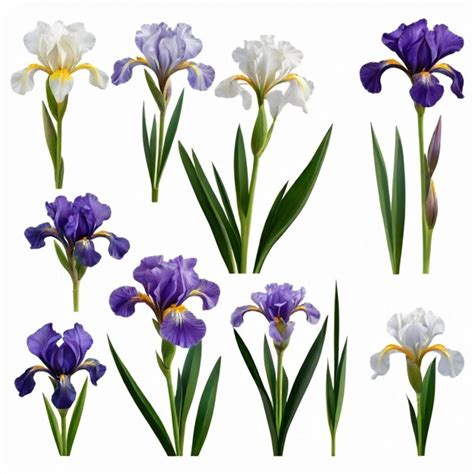A Collection Of Flowers Including Irises Irises And Irises Premium Ai