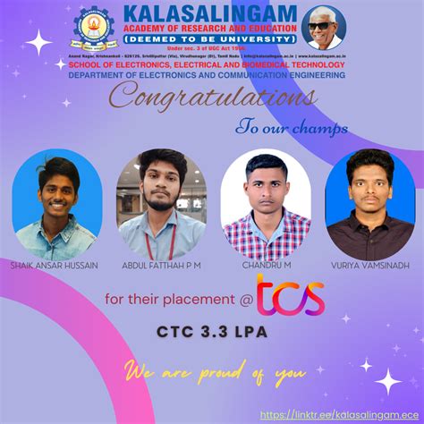 Congratulations To TCS 2024 Placed Babes E C E Kalasalingam