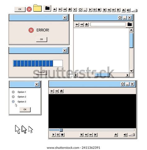 Retro User Interface Elements 90s Style Stock Vector Royalty Free