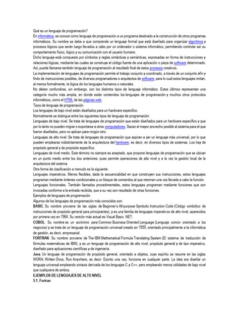 Qué Es Un Lenguaje De Programacion 073734 Descargar Gratis Pdf