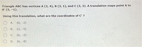 solved triangle abc has vertices a 2 4 b 3 1 and c 3 3 a