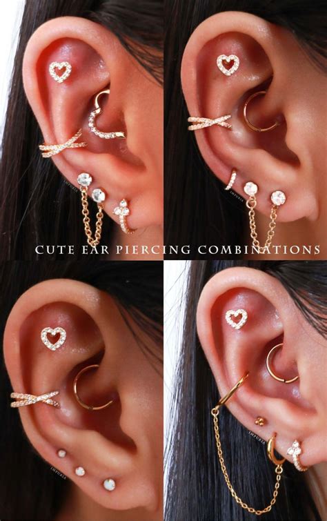 Cute Ear Piercing Combinations Ear Piercings Piercings Earings