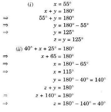 Find The Values Of The Angles X Y And Z In Each Of The Following Cbse Class Maths Learn