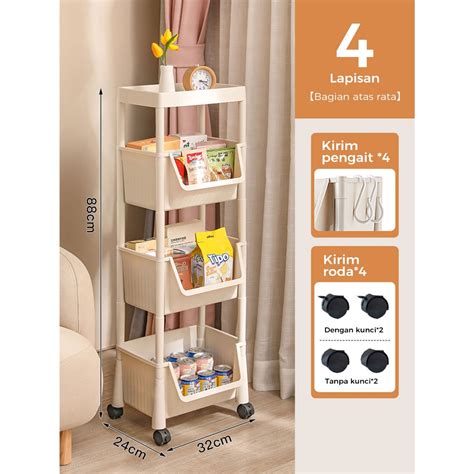 Jual Homestorage Rak Susun Penyimpanan Terbuka Serbaguna Rak Trolley