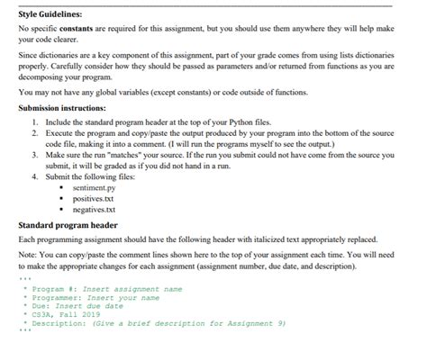 Programming Assignment 9 Sentiment Analysis Due