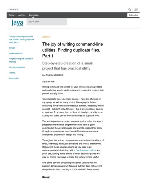 The Joy Of Writing Command Line Utilities Part 1 Finding Duplicate Files Pdf Command Line