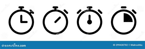 Stopwatch Icons Set Timer Symbol Outline Stopwatch Icon Alarm Pictogram Transparent