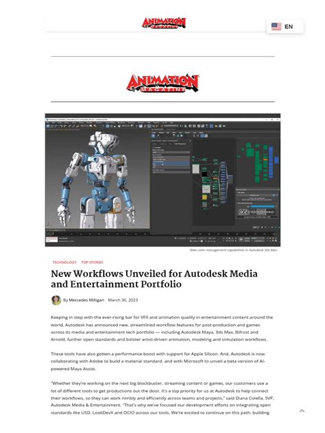 New Workflows Unveiled For Autodesk Media And Entertainment Portfolio Animation Magazine Pdf