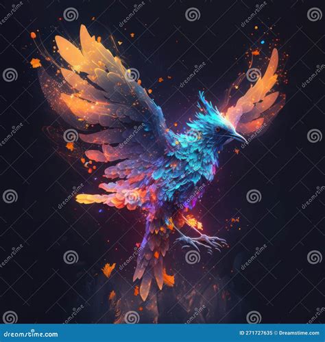 Rainbow Neon Phoenix Bird Stock Illustration Illustration Of Electric