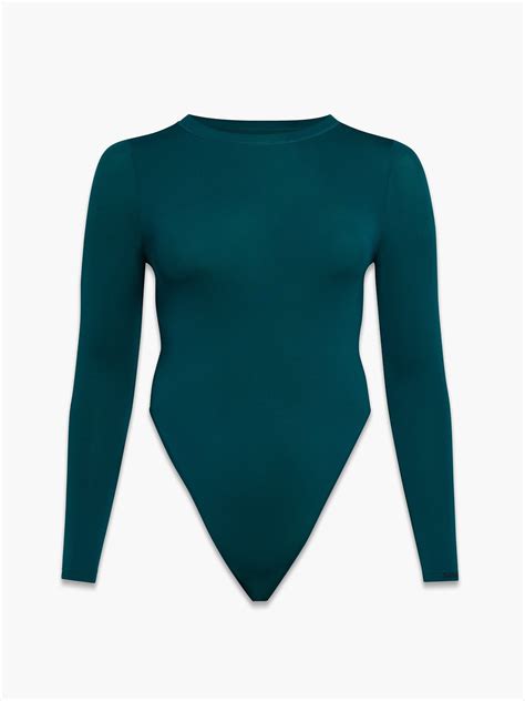 Seamless Long Sleeve Bodysuit Teddy In Green Savage X Fenty