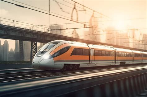 Premium Ai Image Modern High Speed Train Neural Network Ai Generated