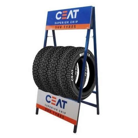 Mild Steel Open Storage Foldable Tire Display Stand For Advertisement