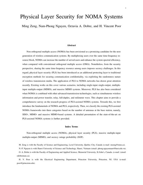 Pdf Physical Layer Security For Noma Systems