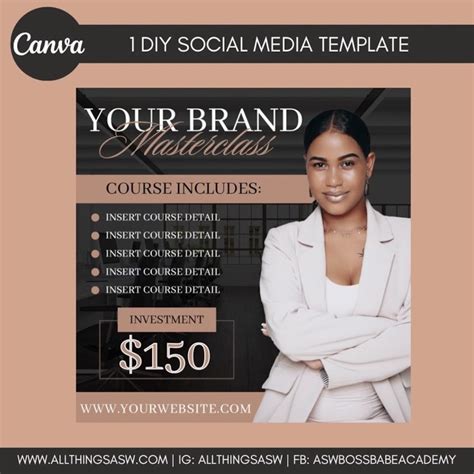 DIY Course Flyer Canva Template Masterclass Flyer Online Course Flyer Template Training