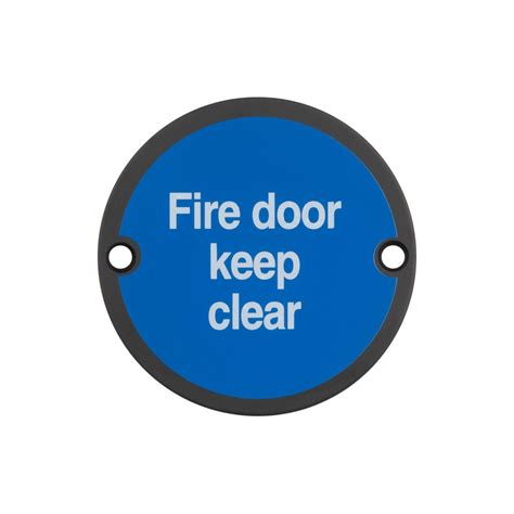 Stainless Steel Fire Door Keep Clear 75mm Black Web Ironmongery Uk