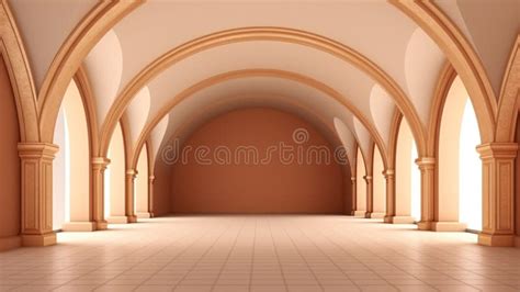 Architecture Interior Background Glowing Empty Arched Pass Generative