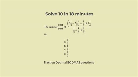 BODMAS Fraction Questions Decimal Questions SSC CGL 47 Suresolv