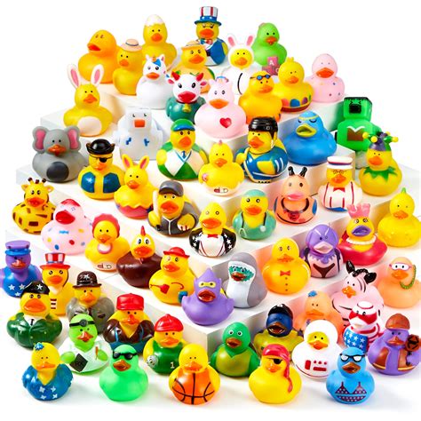 Joyin 60 Pcs Rubber Ducks Random Assortment Ducks Bulk With Mesh Carry