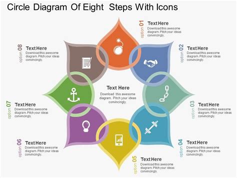Circle Diagram Of Eight Steps With Icons Powerpoint Template