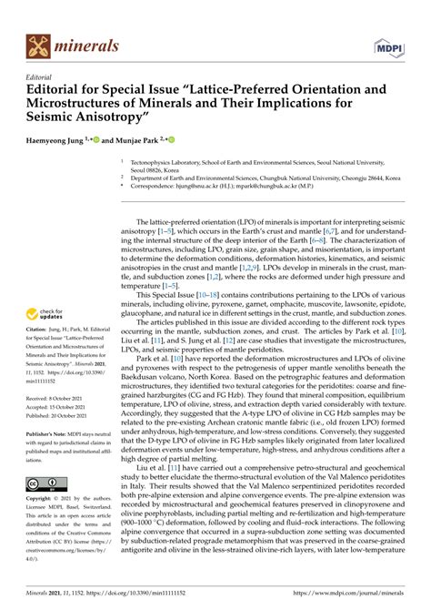 Pdf Editorial For Special Issue Lattice Preferred Orientation And