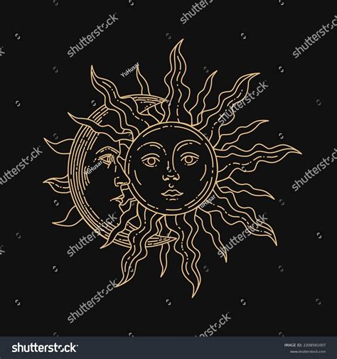 Vector Illustration Moon Sun Hand Drawn Stock Vector Royalty Free