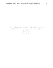 What Is The Effect Of Sex Education At The Age Of On Teenage Pregnancy Doc Running