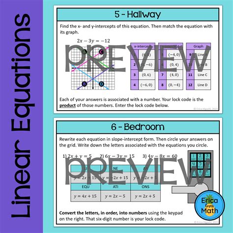 Linear Equations Escape Room Activity Digital And Printable Made By Teachers
