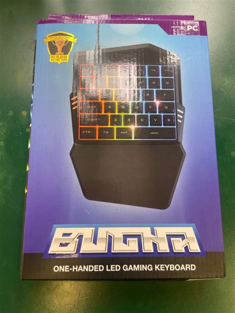 Bugha One Handed Led Gaming Keyboard For Pc 3 Led Light Modes Brand New