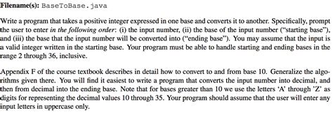 Solved Filenames Basetobasejava Write A Program That