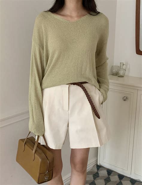 [베이지 당일발송🧡] 로아 루즈핏 브이넥 니트 5color 브이넥 여름니트 긴팔니트 얇은니트 에이블리