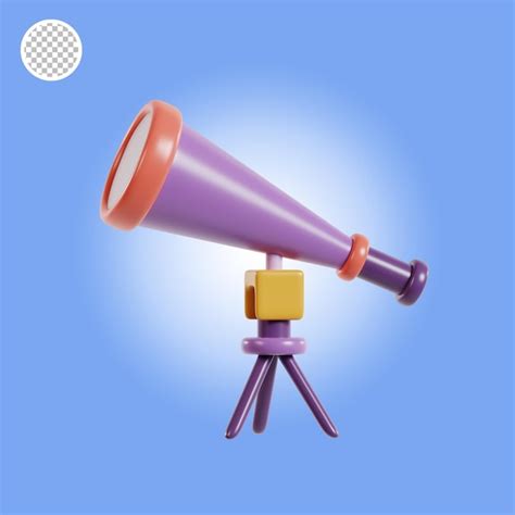 Premium Psd Telescope 3d Object Icon Illustration
