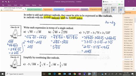 Radicals Lesson Adding And Subtracting Radicals YouTube