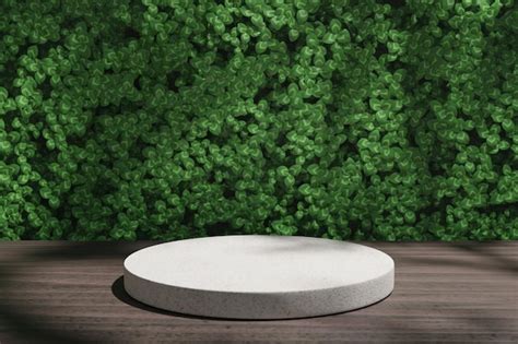 흰색 원 식물 연단 3d 렌더링 프리미엄 사진