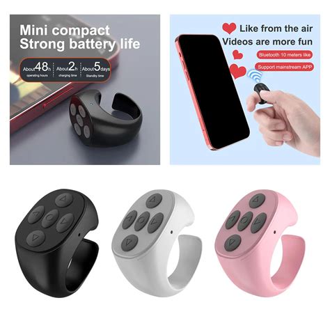 Ring Tiktok Remote Control Wireless Scroll Ring Fingertip Mobile Phone