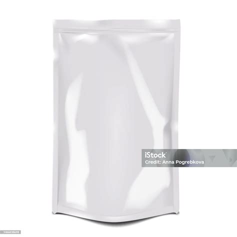 흰색 광택 재밀봉 가능한 지퍼 잠금 비닐 봉지 벡터 모형 빈 빈 지퍼 스탠드업 파우치 사실적인 모형 음식 패키지 템플릿 모형에 대한 스톡 벡터 아트 및 기타 이미지 Istock