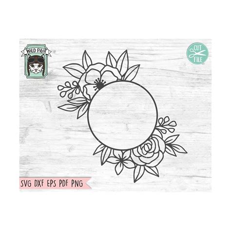 Floral Frame Svg Floral Frame Cut File Round Flower Frame Inspire