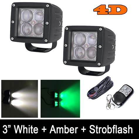 Pair W D LED Work Light Cube X Square Pods White Green White Red White Blue Red Blue