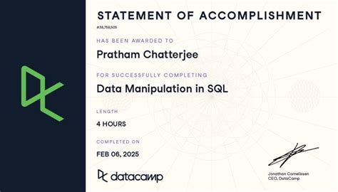 Sql Datamanipulation Dataanalysis Datacamp Upskilling Pratham