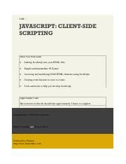 Lab Pdf LAB JAVASCRIPT CLIENT SIDE SCRIPTING What You Will Learn Linking JavaScript Into
