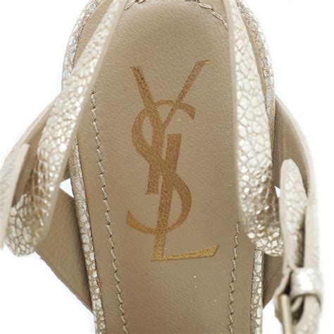Ysl Metallic Gold Tribute Sandal 375 The Closet