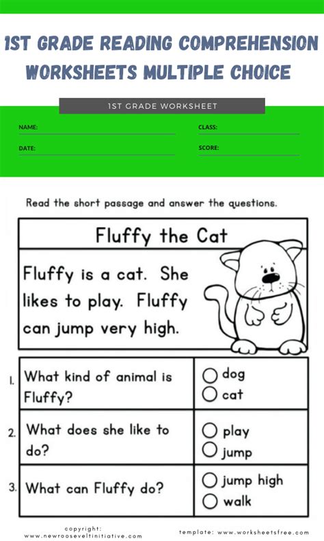 reading comprehension multiple choice worksheets pdf 1st grade free