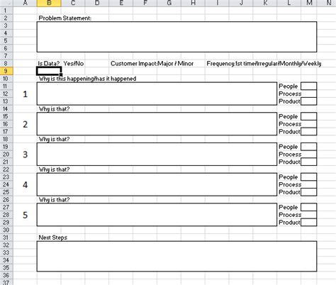 How To Create A 5 Why Template In Excel