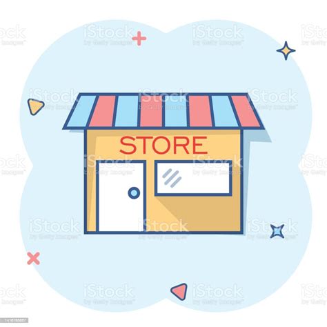 Icône De Maison Magasin Vector Bande Dessinée Dans Le Style Comique