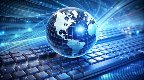 Digital World Abstract Internet Background With Globe Keyboard Binary Code Premium Ai