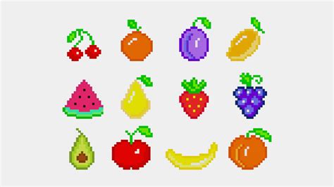 Pixel Fruits Set 3d Model Turbosquid 2021272